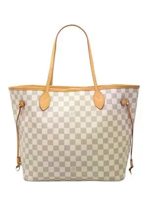 LOUIS VUITTON Damier Azur Neverfull Mm Tote Bag - White