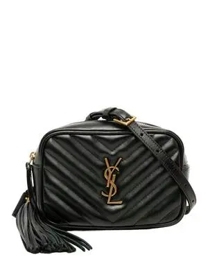 Saint Laurent Chevron Calfskin Monogram Tassel Lou Belt Bag - Black
