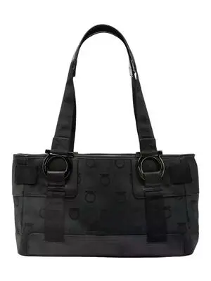 FERRAGAMO Gancini Canvas Tote Bag - Black