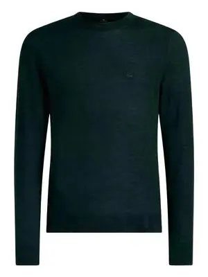 Etro Wool And Silk Sweater With Pegaso Embroidery - Green