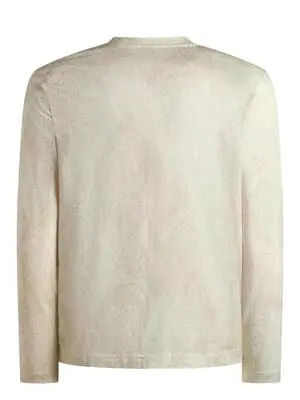 Etro Cotton-jersey Sweater With Arnica Motif And Embroidered Details - Neutrals