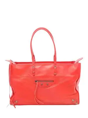 Balenciaga Leather Papier Tote Bag - Red