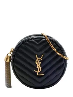 Saint Laurent Chevron Calfskin Round Belt Bag - Black