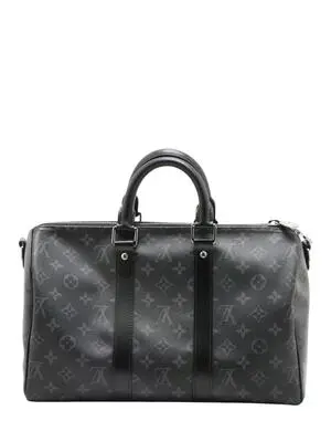LOUIS VUITTON Monogram Eclipse Keepall Bandouliere 35 Satchel - Black