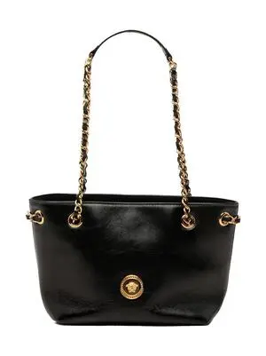 Versace Leather La Medusa Shoulder Bag - Black