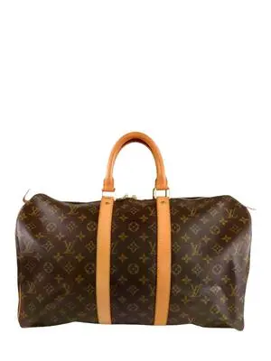 LOUIS VUITTON Monogram Canvas Keepall 45 Travel Bag - Brown