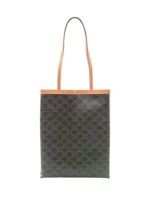 Celine Medium Triomphe Coated Canvas Flat Shopper Tote Bag - Brown
