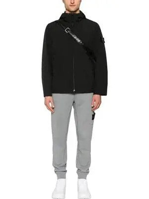 Stone Island Logo Patch Hooded Jacket - Black