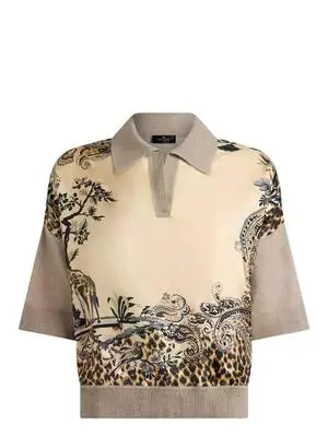 Etro Wool-blend Sweater With Placed Animal And Paisley Print - Neutrals
