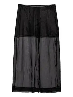 THE FRANKIE SHOP Midi Sheer Panelled Skirt - Black