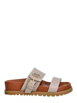 Liu Jo Buckle-fastening Logo-plaque Sandals - Neutrals
