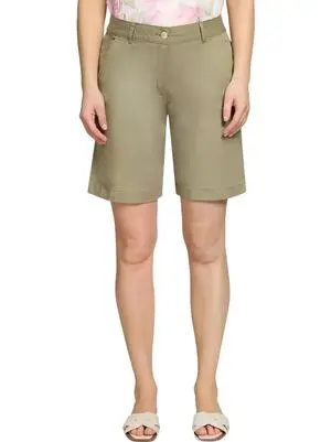 BETTY BARCLAY Tailored Shorts With Button And Zip Fly - Green