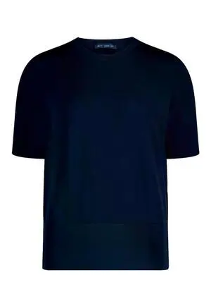 BETTY BARCLAY Fine Knit Short Sleeve Crewneck Sweater - Blue