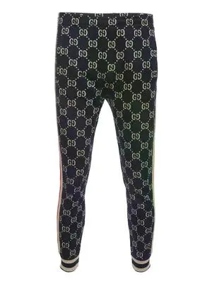 Gucci Monogram-pattern Side-stripe Track Pants - Blue