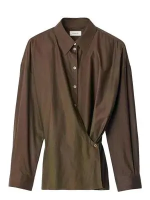 LEMAIRE Straight Collar Twisted Shirt - Brown