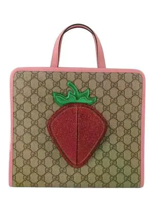 Gucci Strawberry Appliqué Tote Bag - Brown