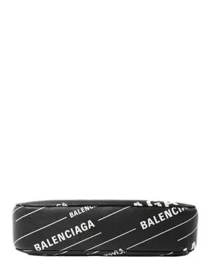 Balenciaga Logo-print Leather Shoulder Bag - Black