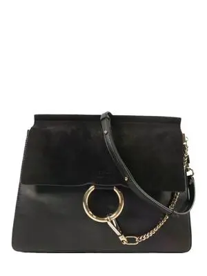 Chloé Faye Shoulder Bag With Ring And Chain Detail - Black