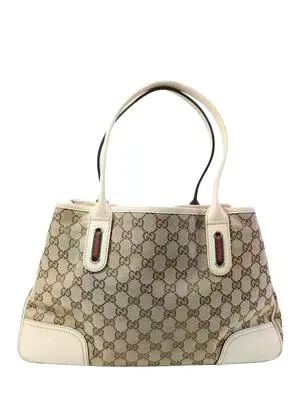 Gucci Gg Canvas Shoulder Bag With Web Detail - Neutrals