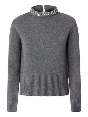 Pinko Crystal-embellished Mock Neck Sweater - Grey