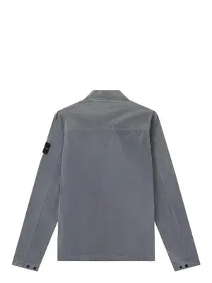 Stone Island Logo-patch Zip-up Shirt - Grey