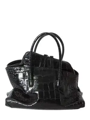 Attico Mini La Passeggiata Crocodile-effect Leather Tote Bag - Black