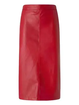 Pinko Faux-leather Midi Skirt With Rear Slit - Red