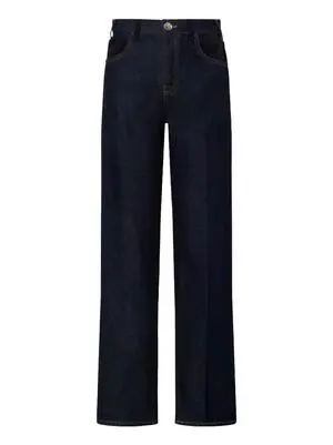 Liu Jo Straight Leg Jeans With Black Fabric Detail - Blue