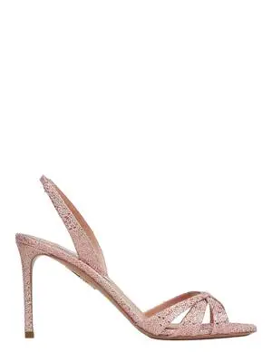 AQUAZZURA Woven Texture Crossover Strap Stiletto Pumps - Pink