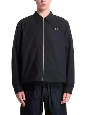 Fred Perry Embroidered Logo Poplin Zip-up Jacket - Black