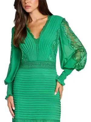 Tadashi Shoji Nyssa Bishop Lace-panelled Maxi Dress - Green