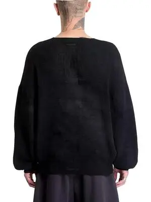 Fear Of God Waffle-knit Crew Neck Sweater - Black