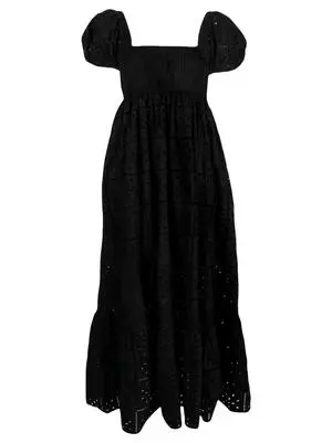 GANNI Broderie Anglaise Organic Cotton Maxi Dress - Black