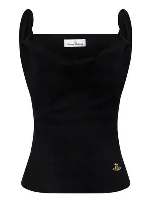 VIVIENNE WESTWOOD Anna Orb-embroidered Draped Top - Black