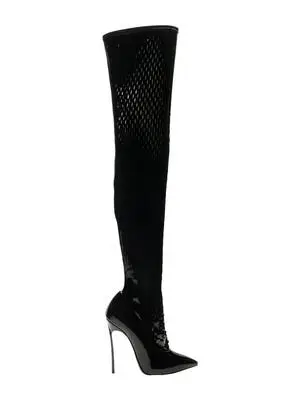 Casadei Ultravox Perforated Stiletto Boots - Black