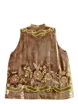 Biyan Sequin-embellished Velvet Waistcoat - Brown