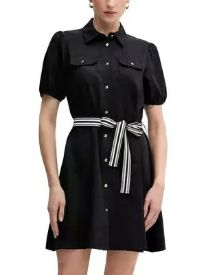 GAUDI Striped Belt Mini Dress - Black