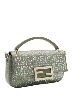 Fendi Zucca Crystal Embellished Cross Body Bag - Blue