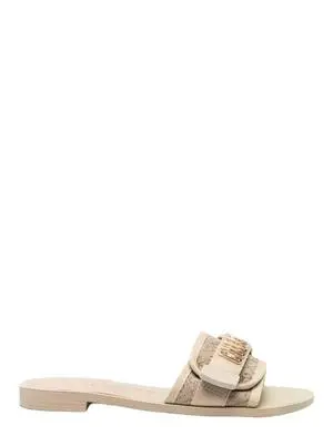 Guess Monogram Logo Plaque Slides - Neutrals