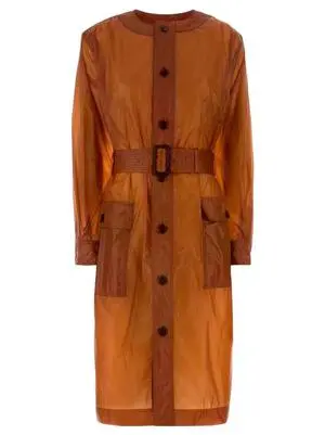 Saint Laurent Belted Button-down Midi Dress - Brown