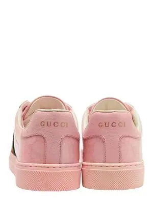 Gucci Ace Low-top Sneakers With Web-stripe Detail - Pink