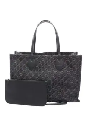 Gucci Large Gg Monogram Denim Tote Bag - Grey