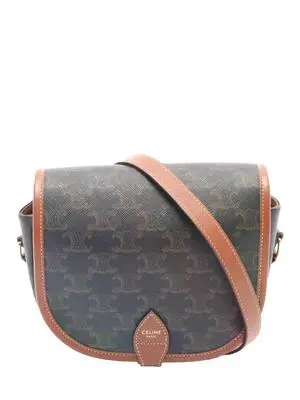 Celine Medium Triomphe Coated Canvas Folco Crossbody Bag - Brown