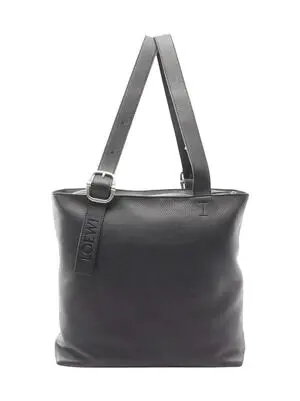 Loewe Leather Loop Zip Tote Bag - Black