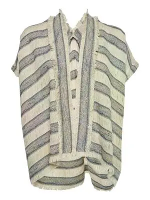 Maje Striped Jacquard Poncho - Neutrals