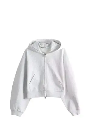 Alexander Wang Zip-up Cropped Hoodie - Grey