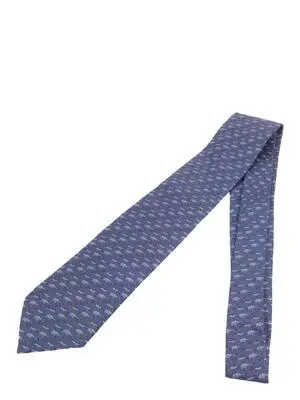 Hermès Silk Elephant Print Tie - Blue