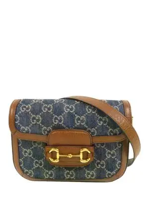 Gucci Horsebit 1955 Gg Supreme Canvas Shoulder Bag - Blue