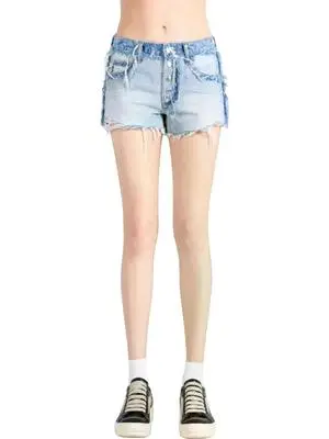 Alexander Wang Deconstructed Frayed-edge Shorts - Blue