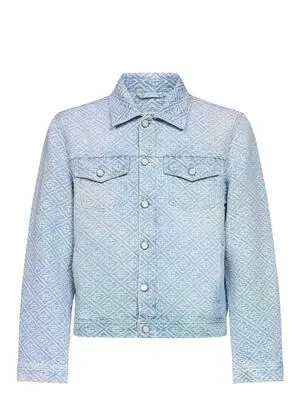 Casablanca Monogram-jacquard Denim Jacket - Blue
